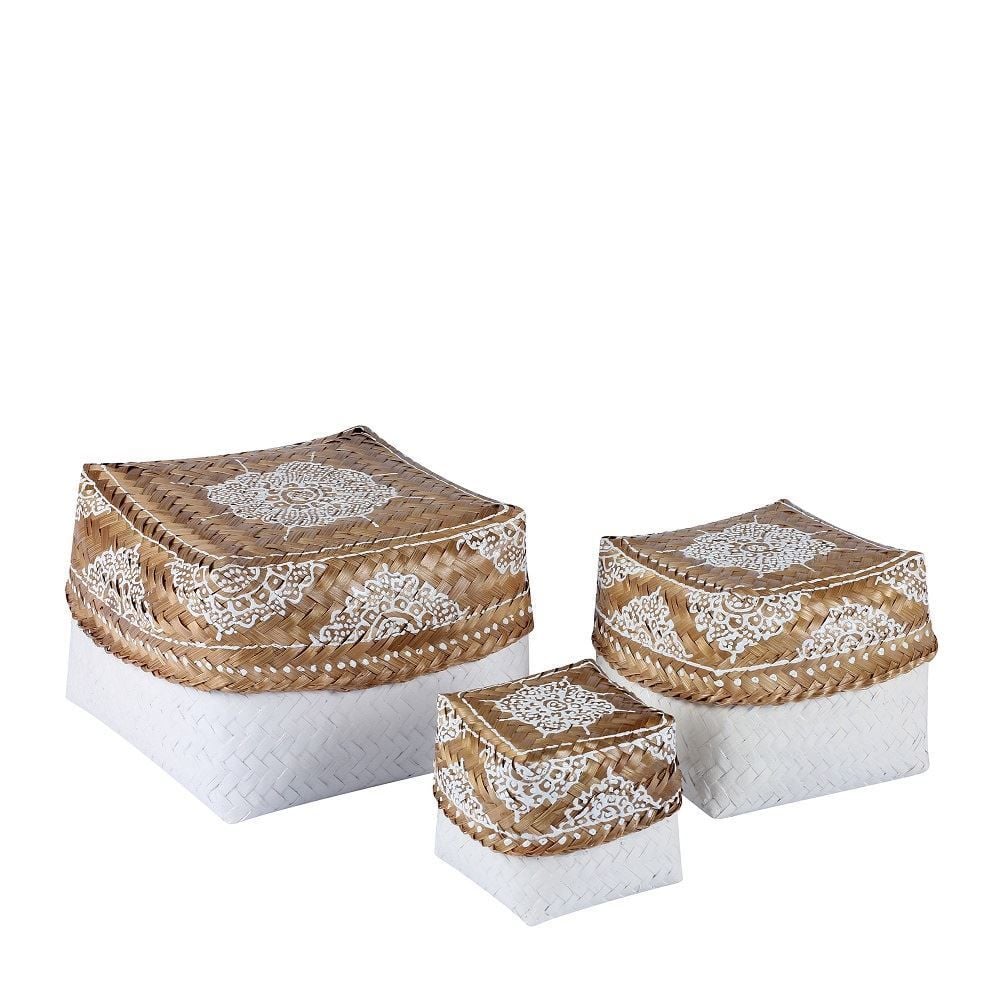 Bambu Sepet Naturel-Beyaz 17,5x12,5 cm - Cumba Selection
